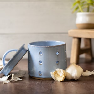 Garlic Keeper Lidded Jar Large Pottery Ceramic Garlic Crock Modern ...