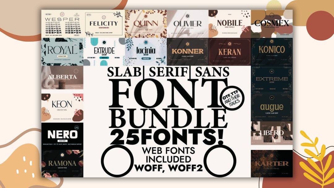 Slab, Serif, Sans Serif Font Bundle Vintage Canva Fonts Cricut ...