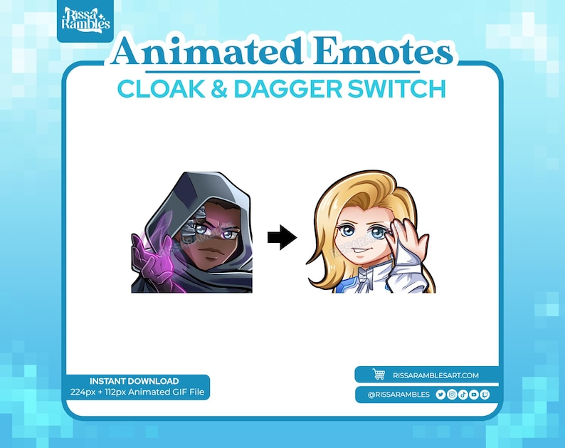Cloak and Dagger Marvel Rivals Emotes Animated | Twitch Emotes ...