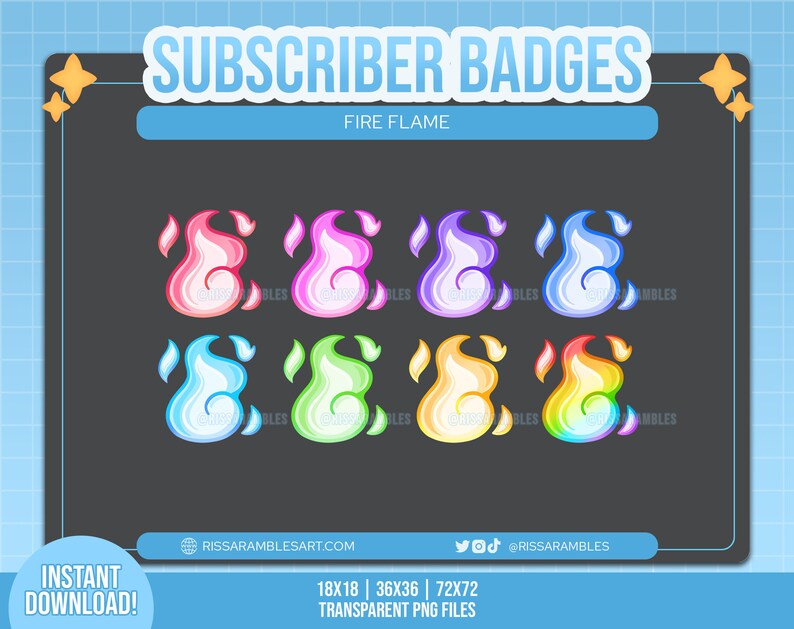 Flame Twitch Sub Badges | Bit Badges | Channel Points | Stream ...