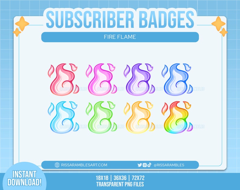 Flame Twitch Sub Badges | Bit Badges | Channel Points | Stream ...