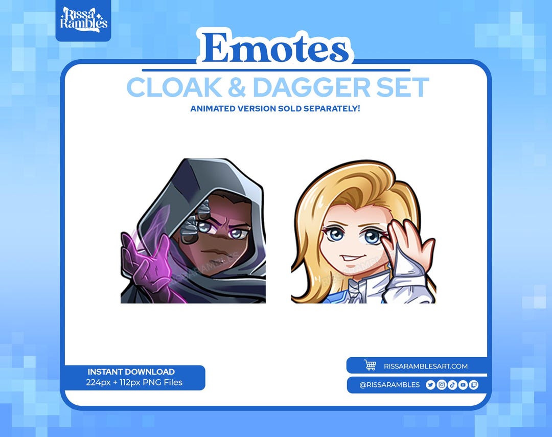 Cloak and Dagger Marvel Rivals Emotes | Twitch Emotes Pack | Custom ...