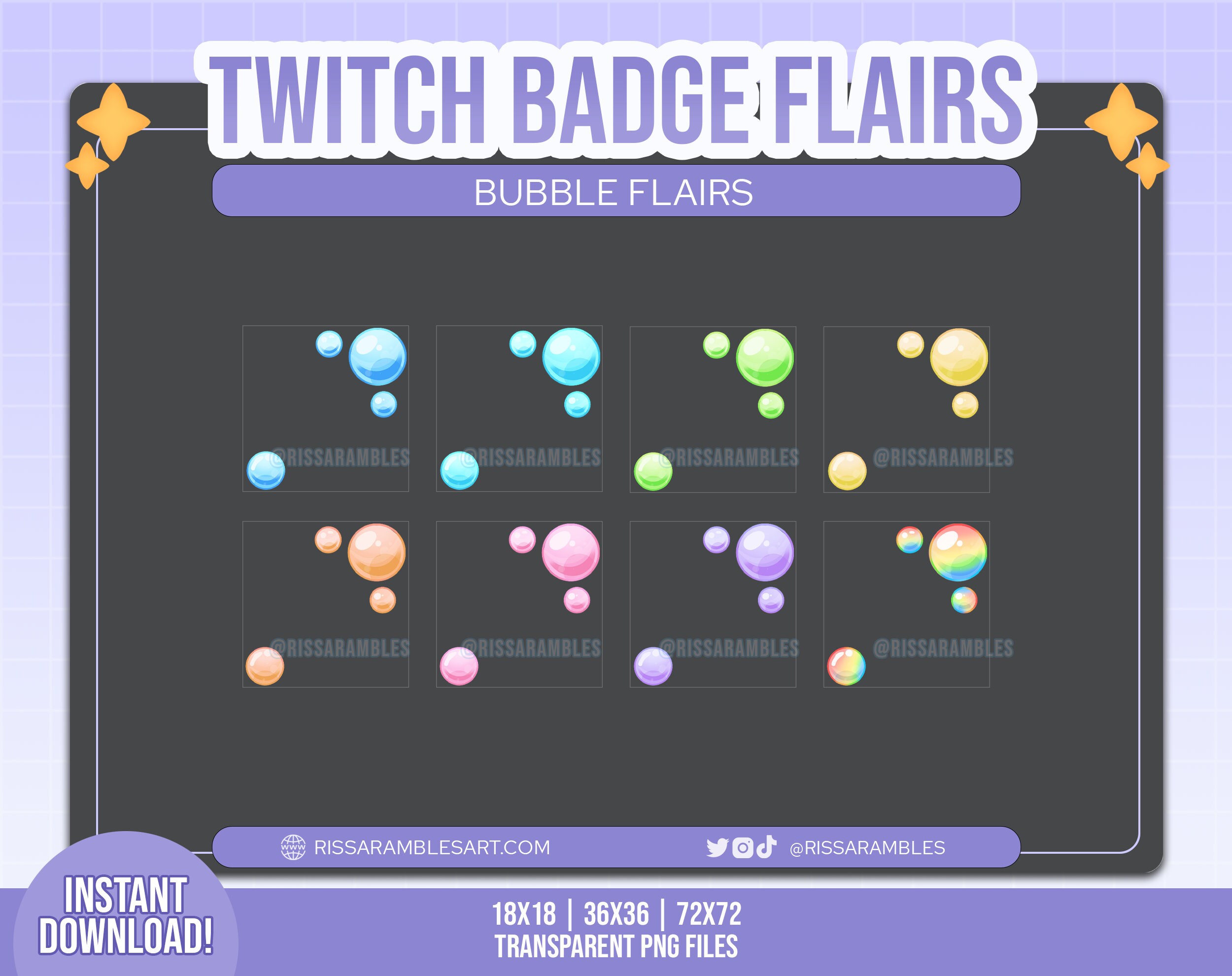 Bubbles Twitch Sub Badge Flair | Bit Badges | Twitch Sub Badges | Stream | Twitch Badge Flair - Etsy
