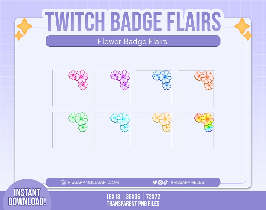Flower Twitch Sub Badge Flair | Twitch Sub Badges | Bit Badges | Twitch ...