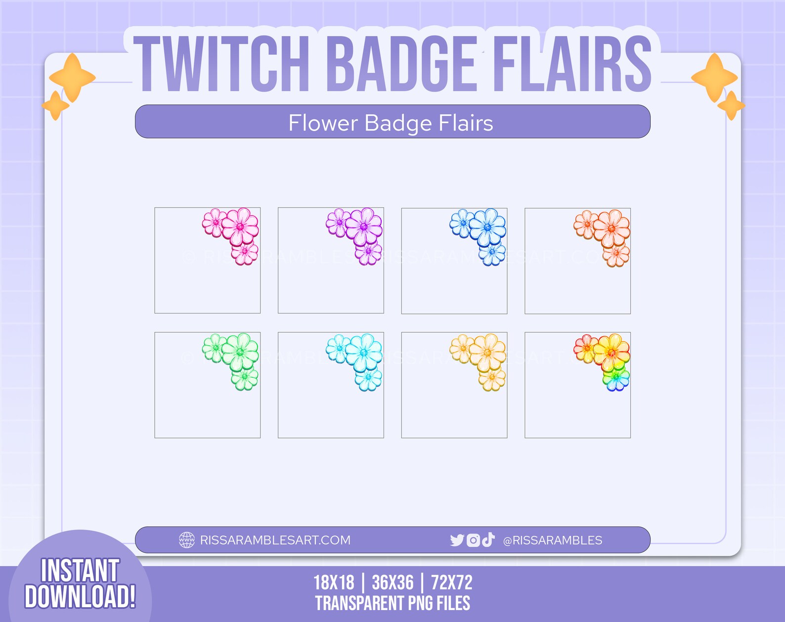 Flower Twitch Sub Badge Flair | Twitch Sub Badges | Bit Badges | Twitch ...