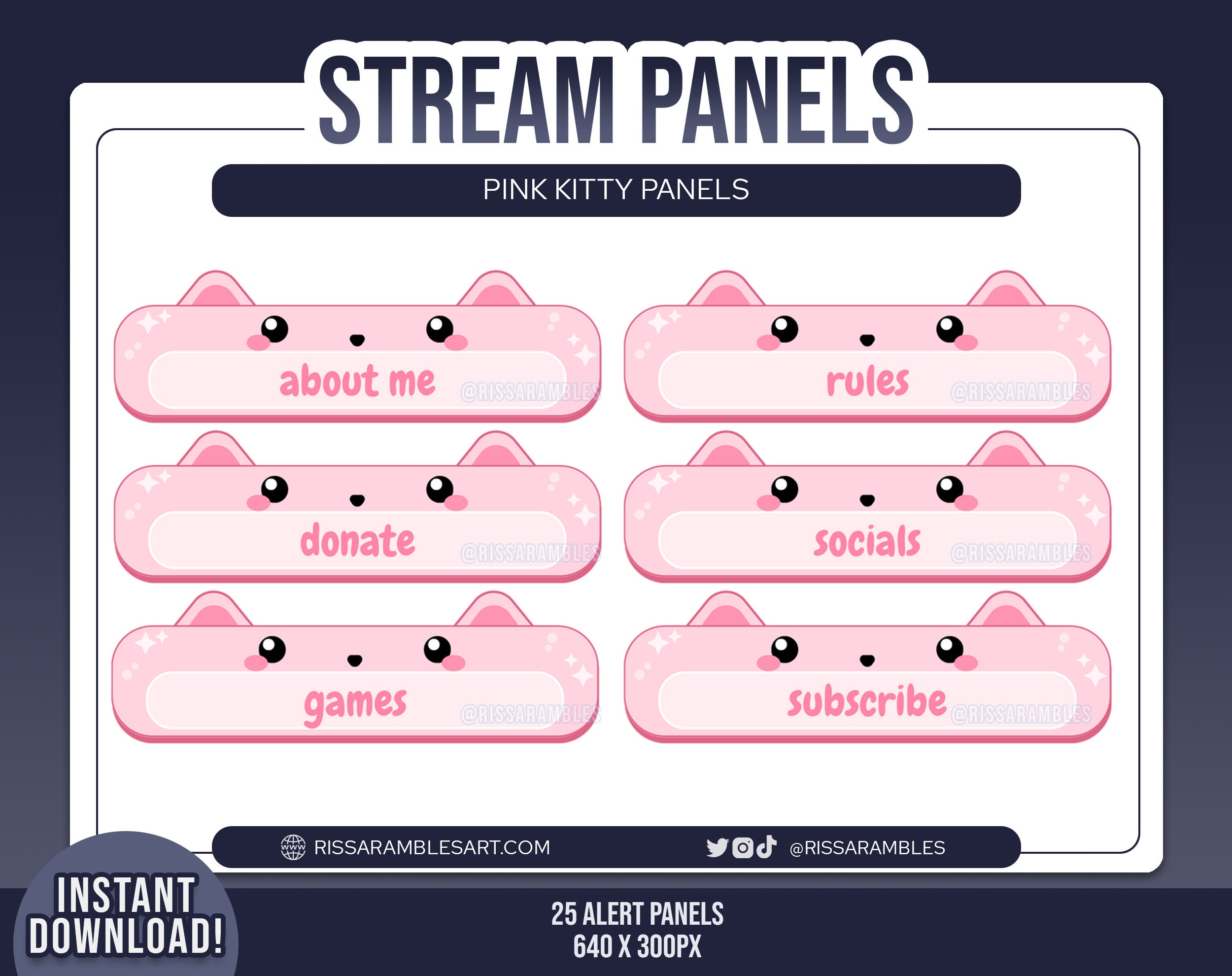 Pink Cat Twitch Panels | Stream Overlay Pack (digital Download) - Etsy