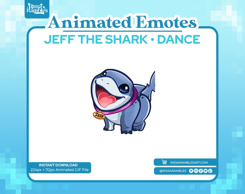 Jeff the Shark Animated Emotes: Twitch & Discord (digital Download) - Etsy