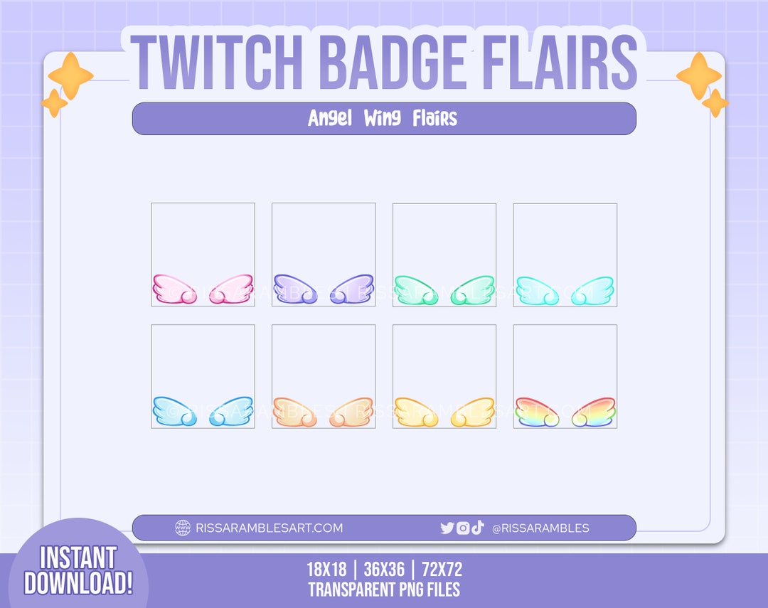 Angel Wing Twitch Sub Badge Flair: 8-piece Set (digital Download) - Etsy