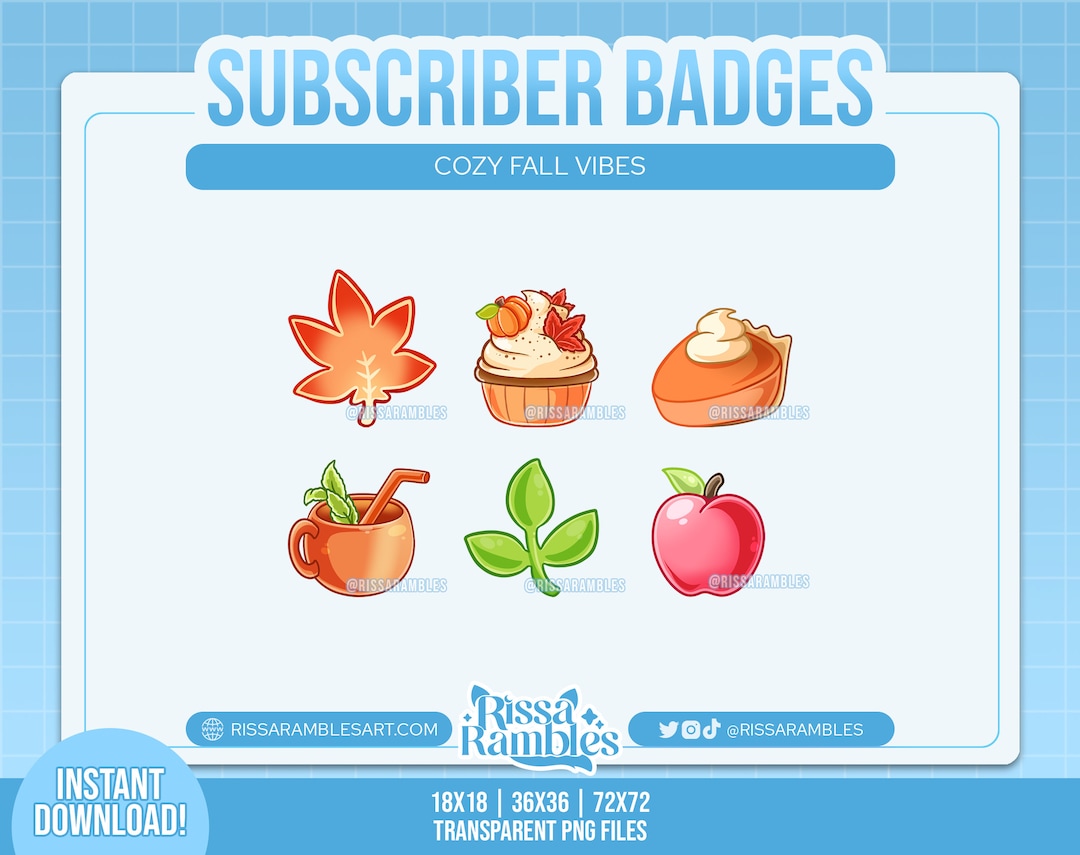 Cute Fall/autumn Sub Badges for Twitch, Kick, Discord | Twitch Bit ...