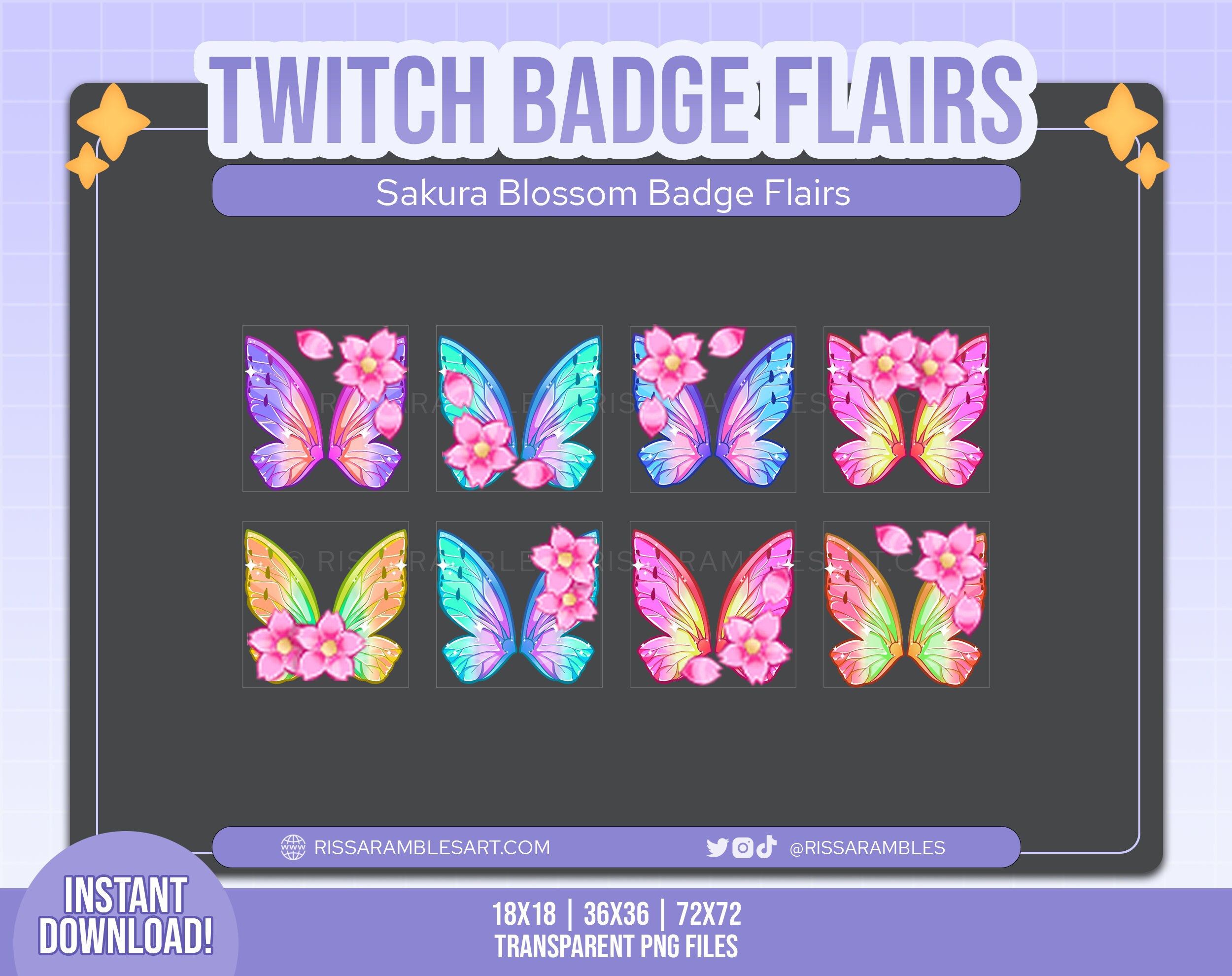 Sakura Twitch Sub Badge Flair | Bit Badges | Twitch Sub Badges | Twitch ...