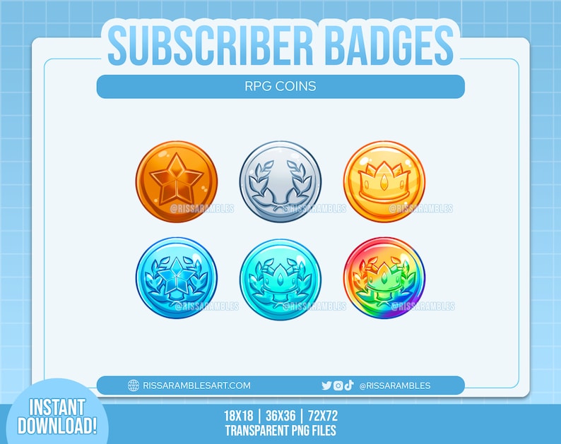 Twitch Sub Badges | RPG Coin Medals | Twitch Emotes | Twitch Bit Badges ...