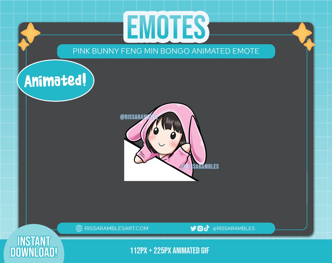 Pink Bunny Feng Min Bongo Emote Animated Emotes Twitch Emotes Discord ...