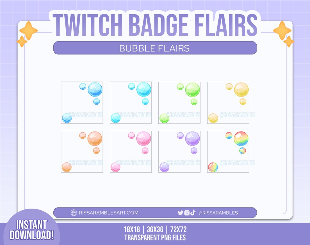 Bubbles Twitch Sub Badge Flair | Bit Badges | Twitch Sub Badges | Stream | Twitch Badge Flair - Etsy