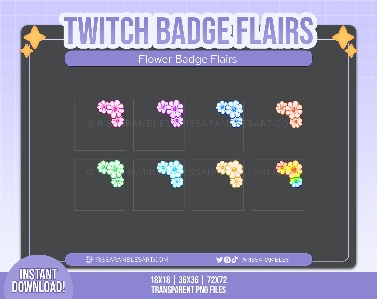 Flower Twitch Sub Badge Flair | Twitch Sub Badges | Bit Badges | Twitch ...