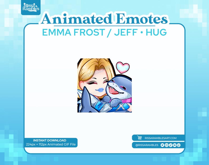 Emma Frost Hug Animated Emote: Jeff the Shark, Twitch, Discord (digital ...