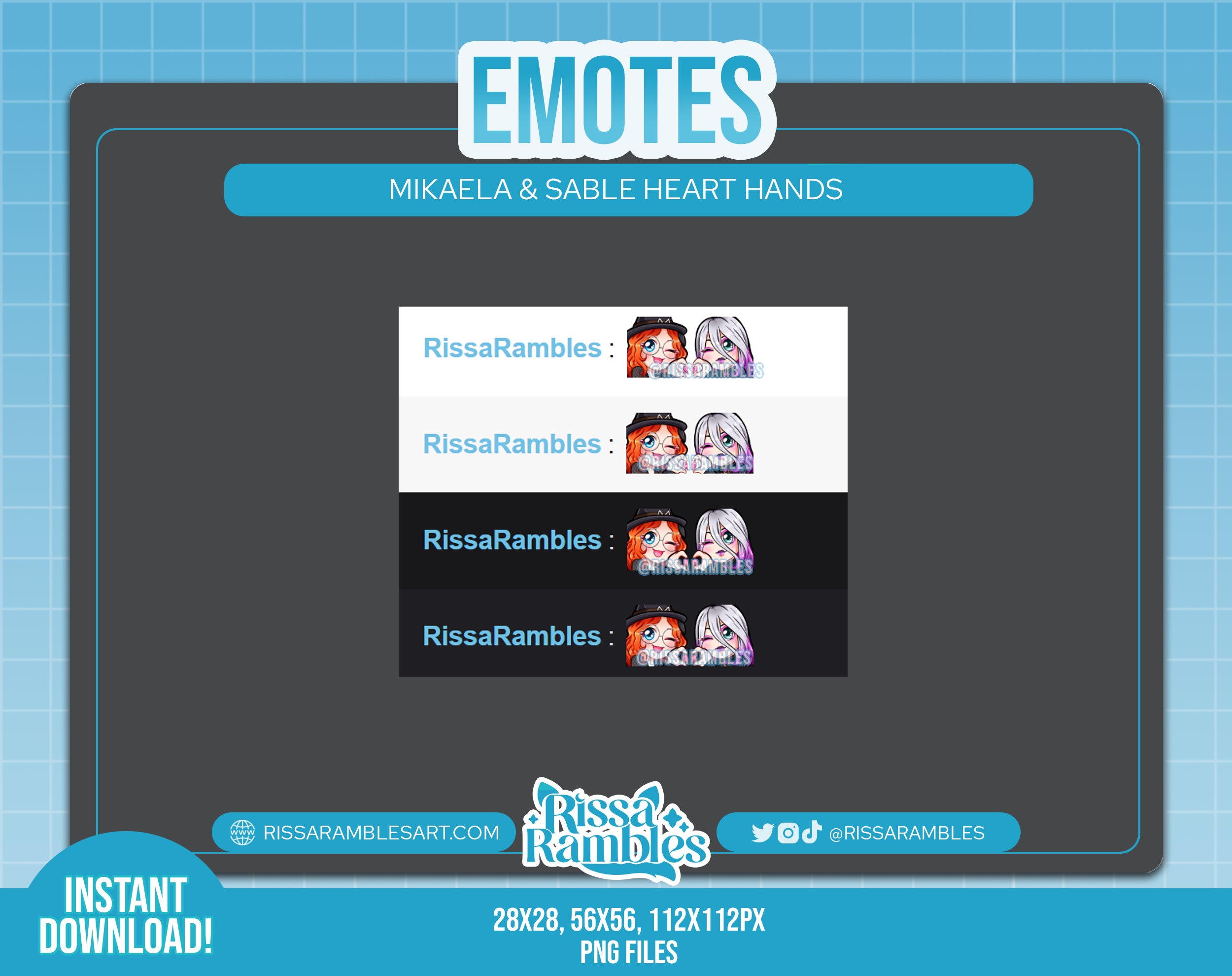 Mikaela & Sable Heart Hands Emotes for Twitch/discord (digital Download ...