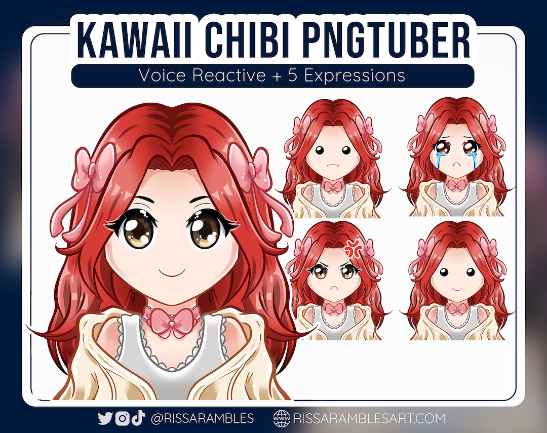 Red Hair Chibi PNG Tuber Model for Twitch/youtube, Custom PNG Tuber ...