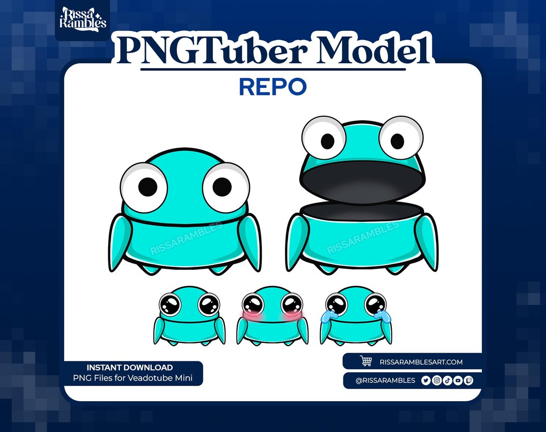 Teal REPO Chibi Pngtuber Model: Premade Vtuber Asset (digital Download ...