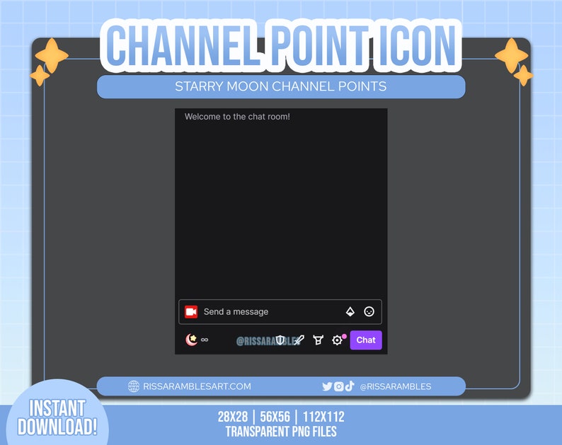 Starry Moon Twitch Channel Point Icon: Discord Emotes (digital Download ...