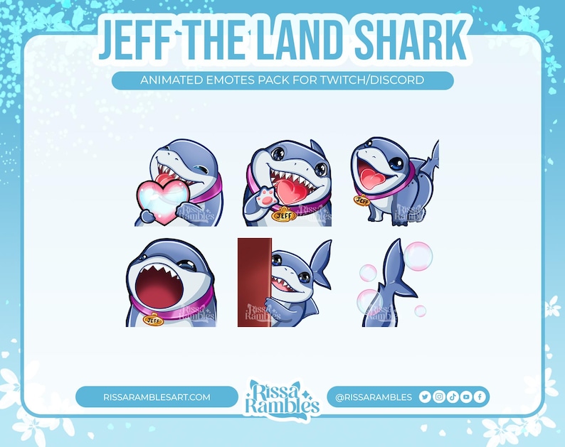 Jeff the Shark Animated Emotes Pack | Twitch/discord (digital Download ...