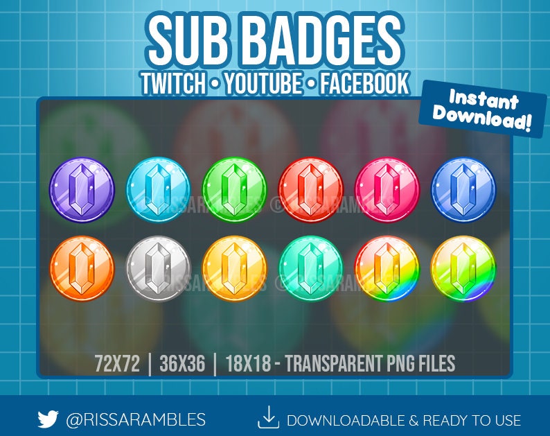 Coin Sub Badges for Twitch or Youtube Diamond Coins Emotes, Bit Badges ...