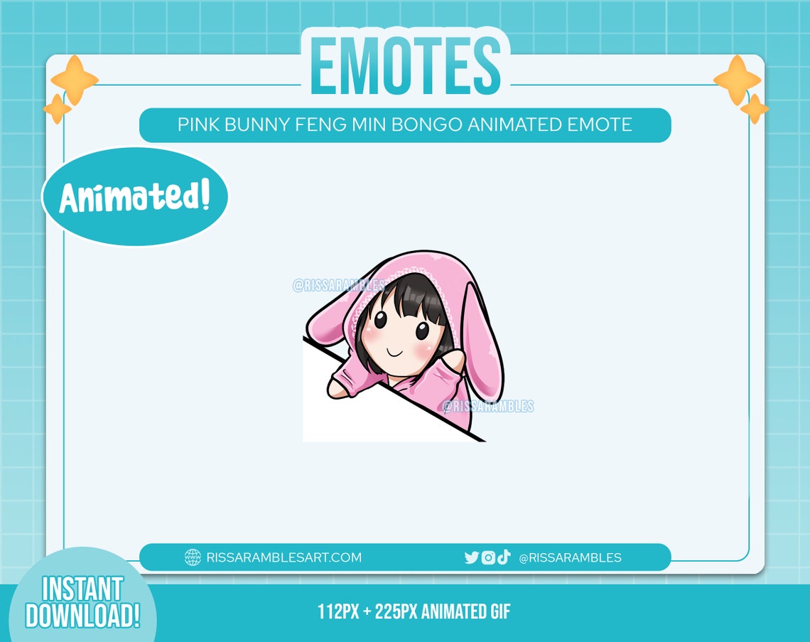 Pink Bunny Feng Min Bongo Emote Animated Emotes Twitch Emotes Discord ...