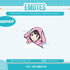 Pink Bunny Feng Min Bongo Emote | Animated Emotes | Twitch Emotes ...