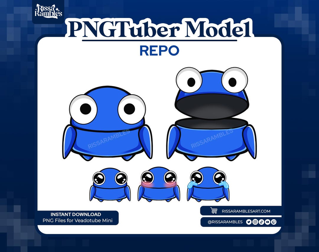 REPO Blue Chibi Pngtuber Model: Premade Vtuber Asset (digital Download ...