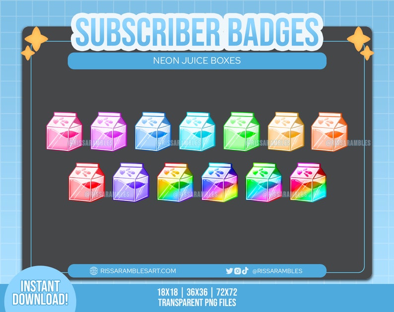 Juice Box Sub Badges | Premade Twitch Sub Badges | Twitch Bit Badges ...