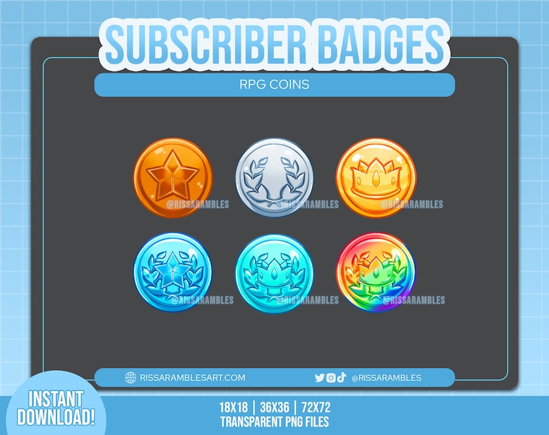 Twitch Sub Badges | RPG Coin Medals | Twitch Emotes | Twitch Bit Badges ...