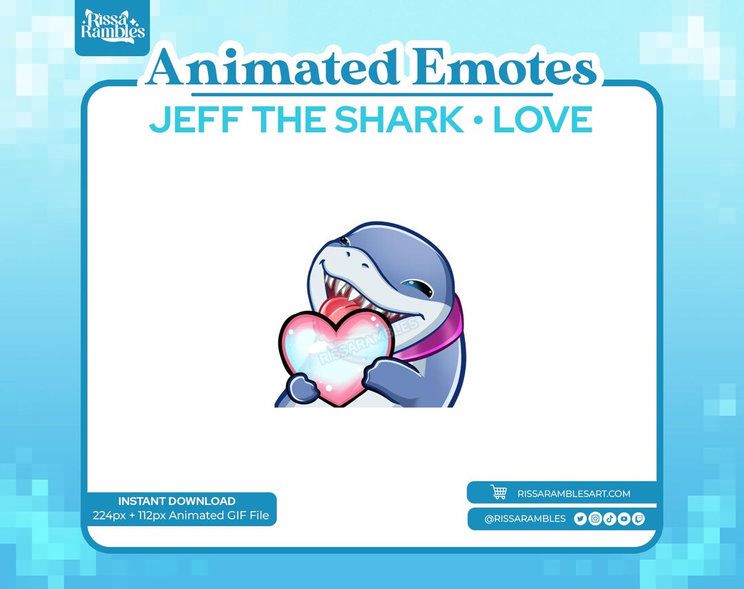 Jeff the Shark Love Animated Emote: Twitch/discord (digital Download ...
