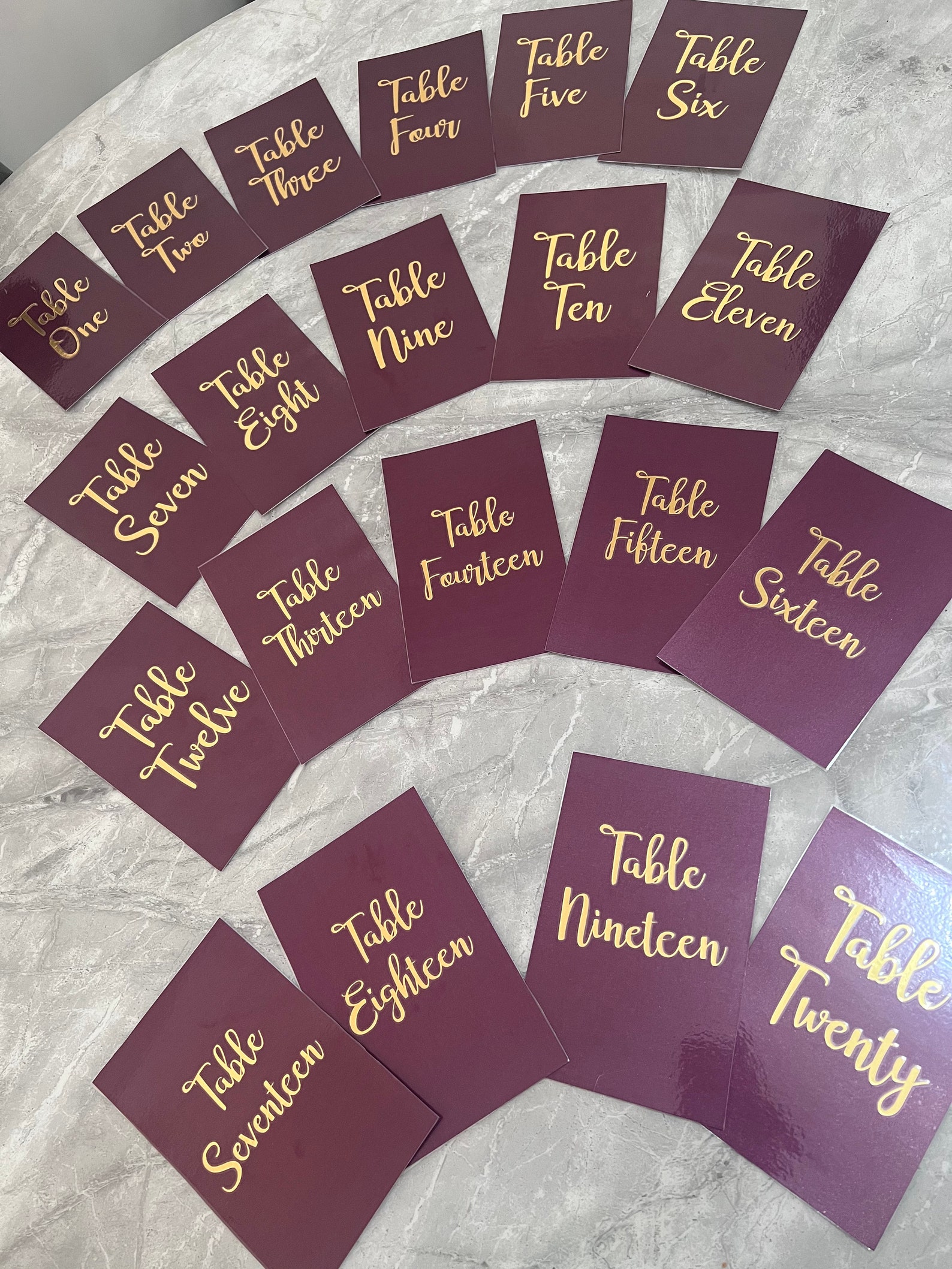 Wedding Table Numbers Card Laminated Vinyl Lettering / Table Decor ...