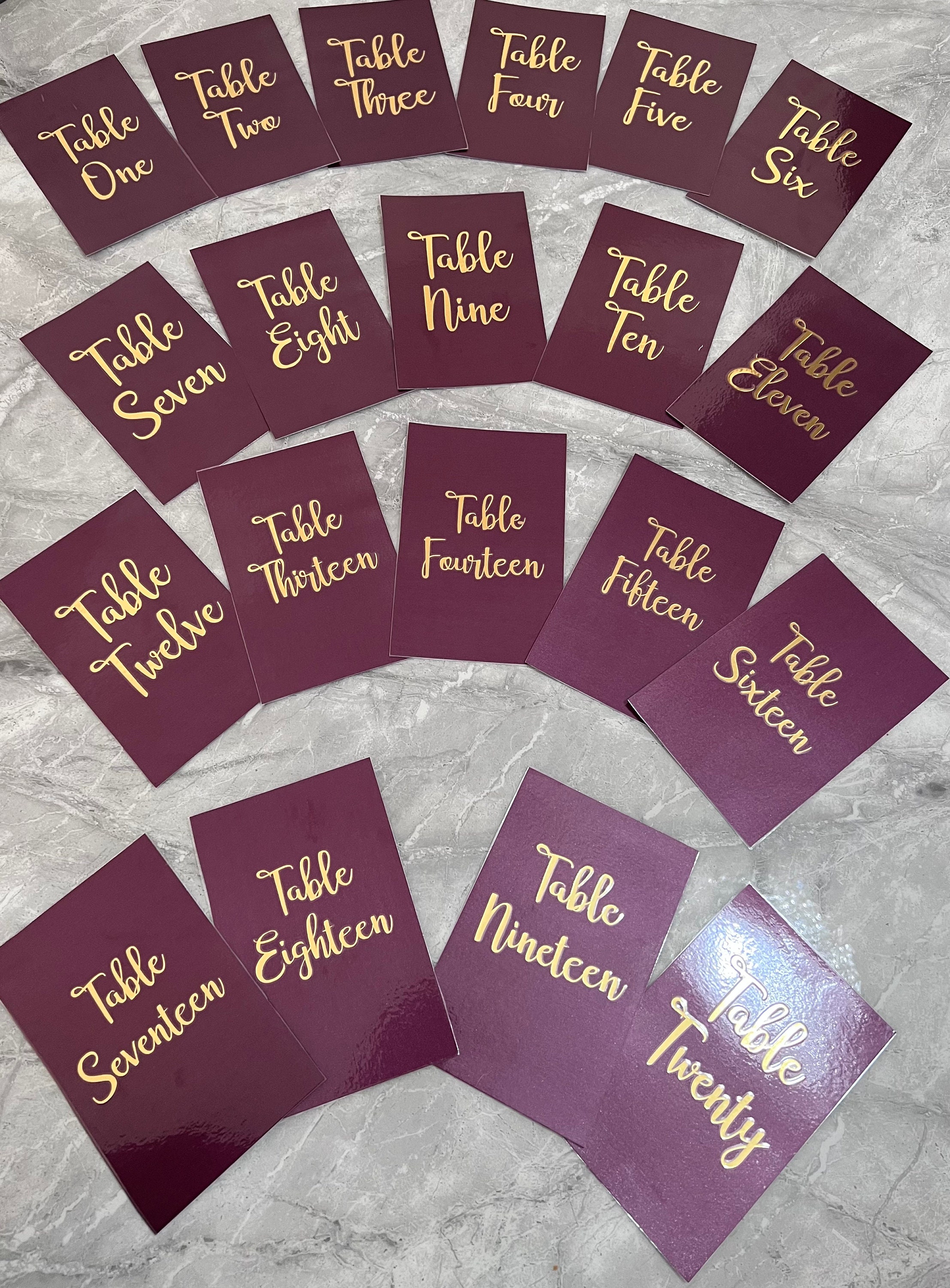 Wedding Table Numbers Card Laminated Vinyl Lettering / Table Decor ...