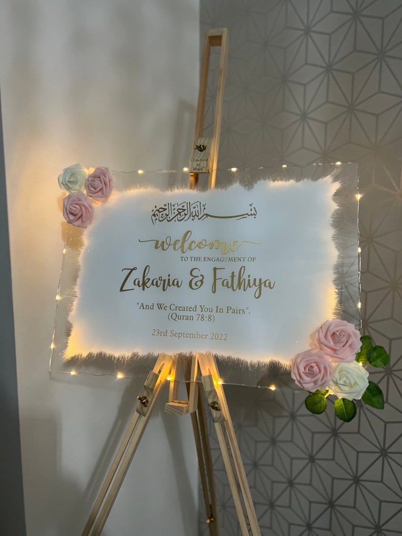 A2 Wedding Welcome Sign With LED Lights Brushstroke Effect - Etsy