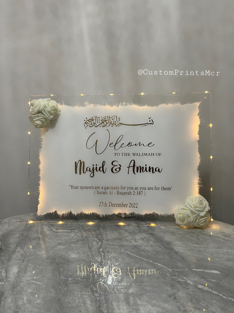 A2 Wedding Welcome Sign With LED Lights Brushstroke Effect - Etsy