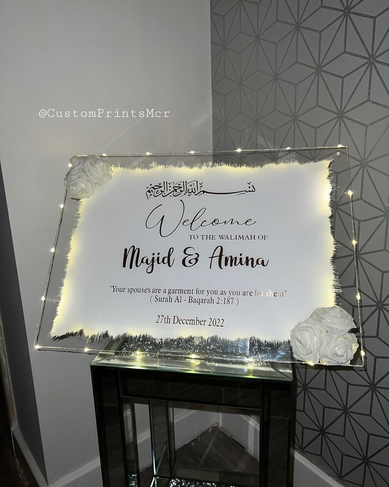 A2 Wedding Welcome Sign With LED Lights Brushstroke Effect - Etsy