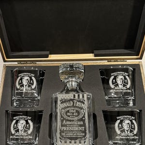 Laser Engraved Donald Trump Whiskey Decanter Set With Wooden Gift Box ...