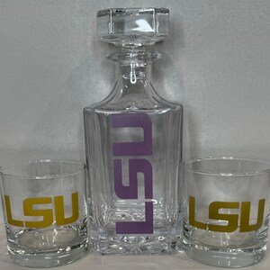 Laser Engraved LSU Whiskey Decanter Set. - Etsy