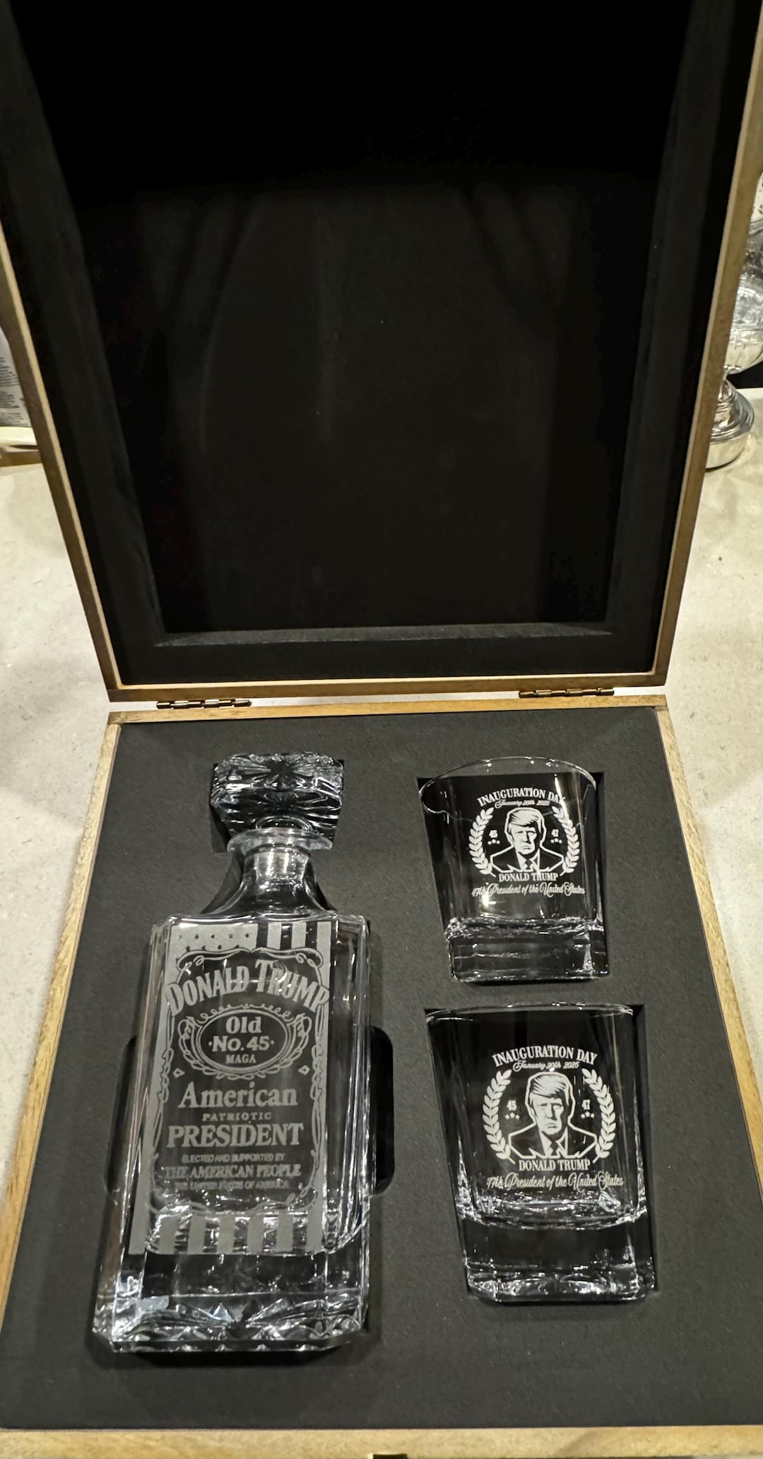 Donald Trump Inauguration Whiskey Decanter Set. Laser Engraved 2 Glass ...