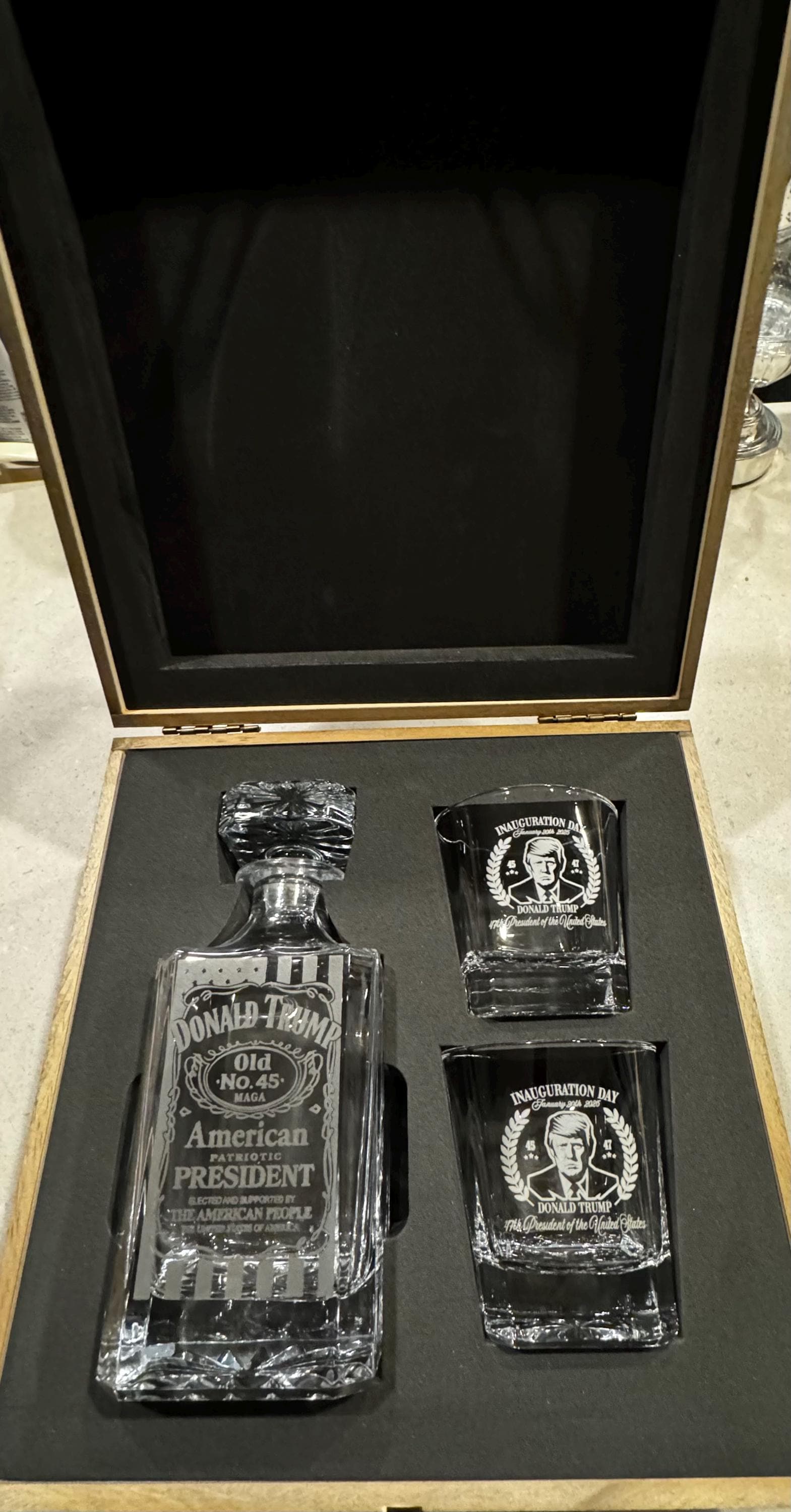 Laser Engraved Donald Trump Whiskey Decanter Set With Wooden Gift Box ...