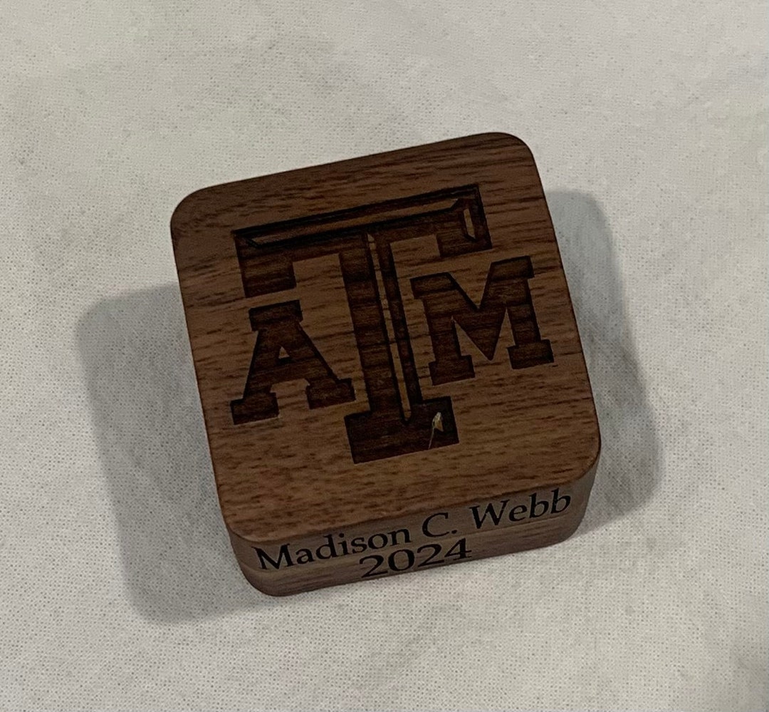 Texas A&M Class Ring Box. Walnut, Laser Engraved - Etsy