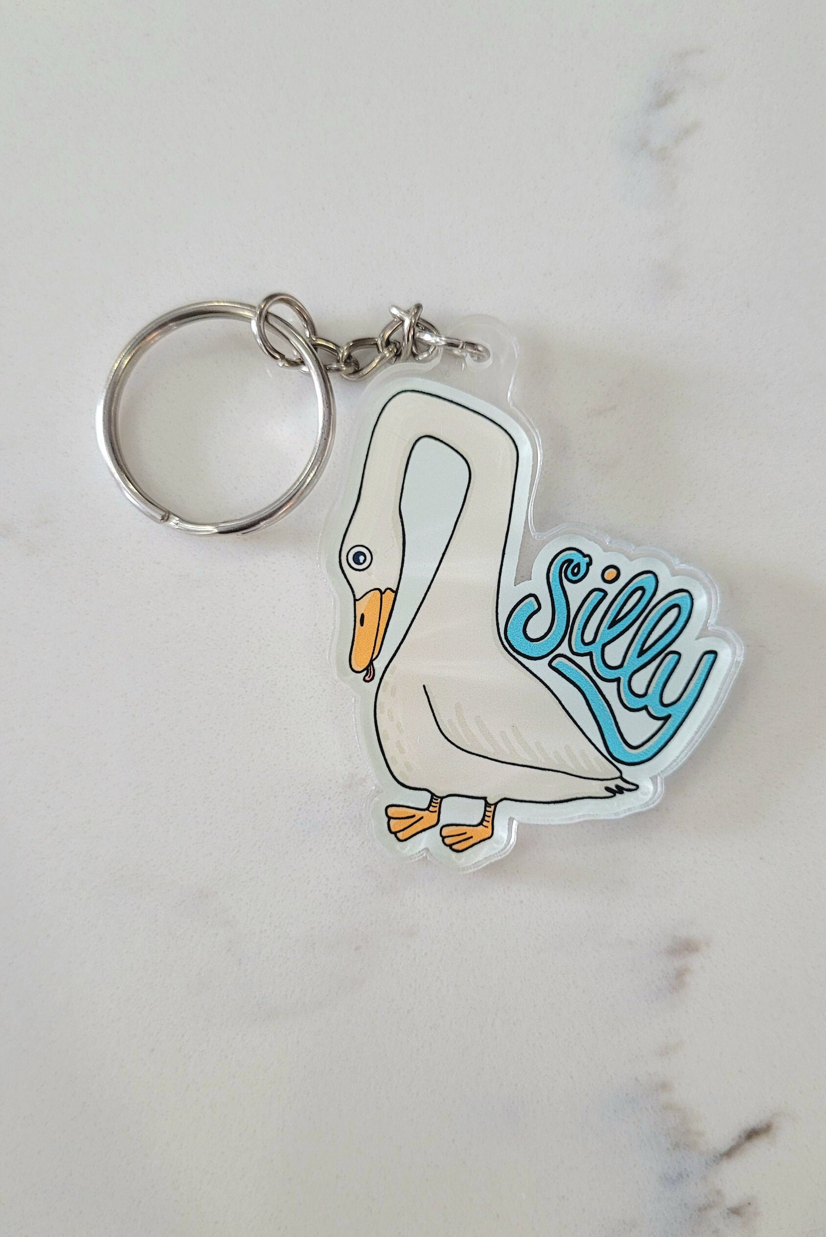 Silly Goose Keyring Funny Keychain for Friends Acrylic - Etsy Canada