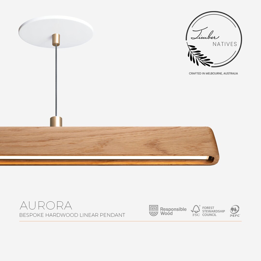 Hardwood LED Linear Pendant Light, australian Made Made to Order Aurora ...