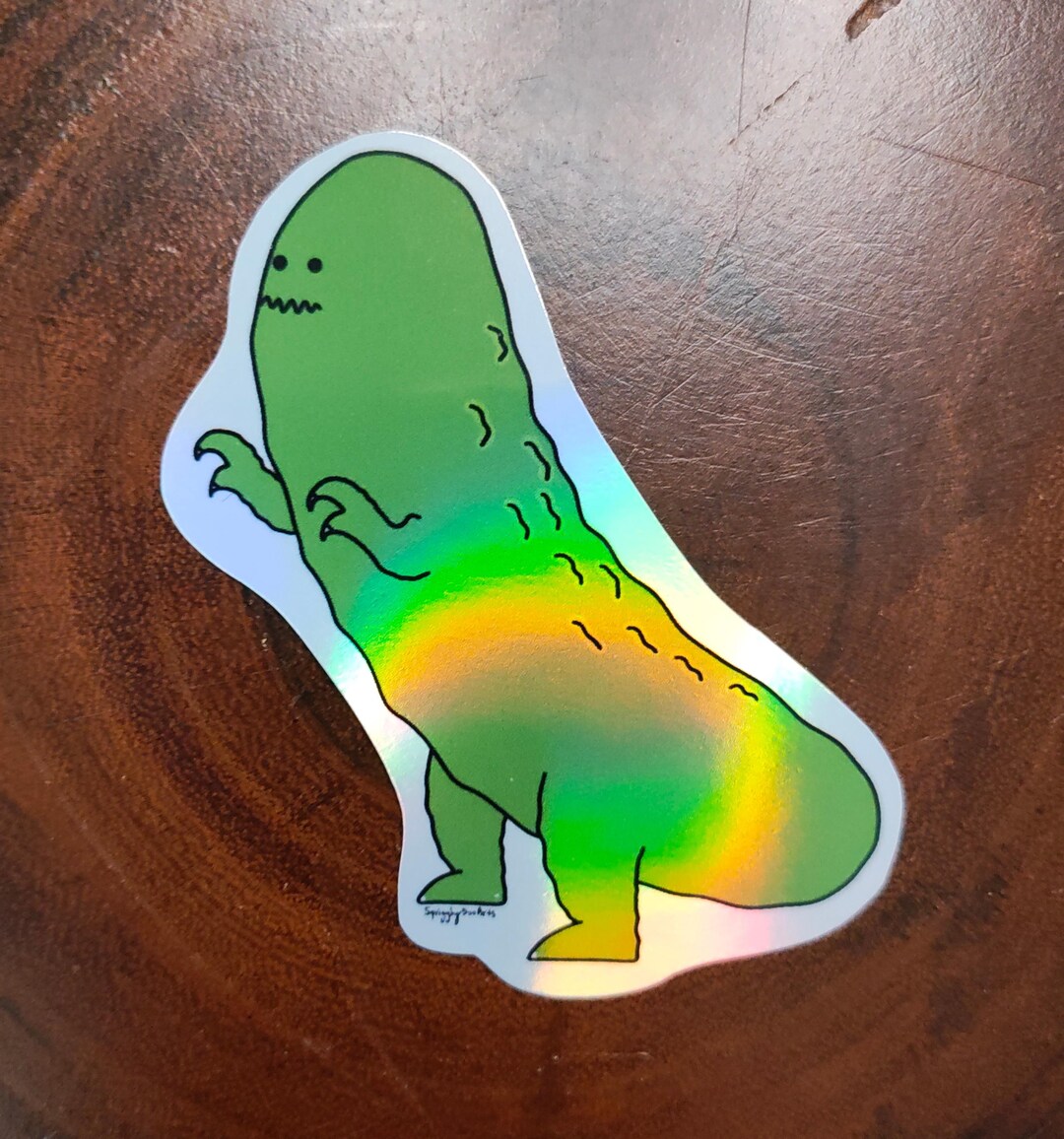 Picklesaurus Rex Funny Pickle Dinosaur Sticker,holographic Sticker ...