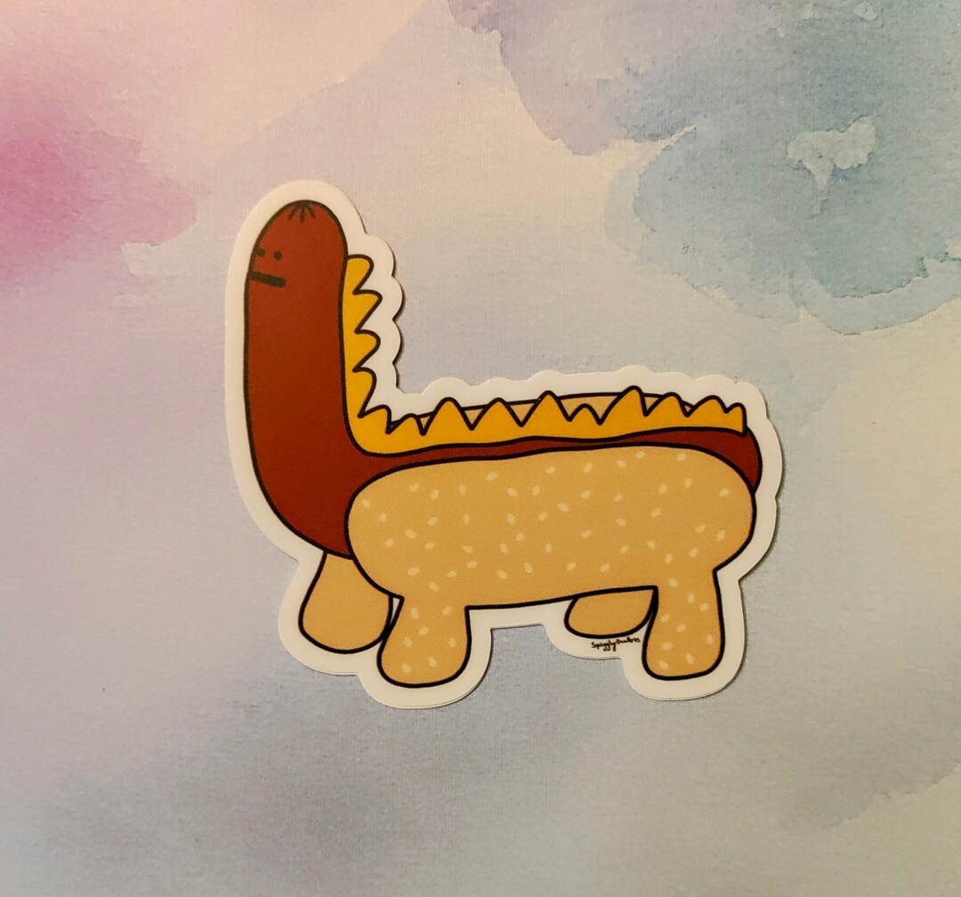 Hot Dogosaurus Funny Hot Dog Dinosaur Vinyl Sticker, Laptop Sticker ...