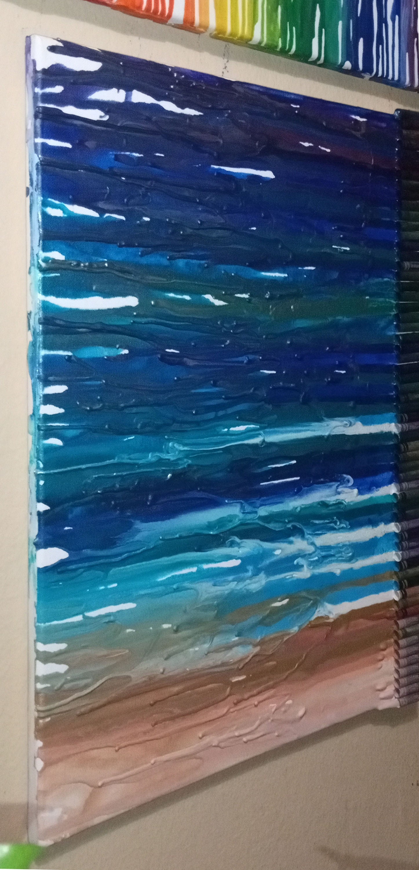 Ocean #2 Melted Crayon Wall Art - Etsy