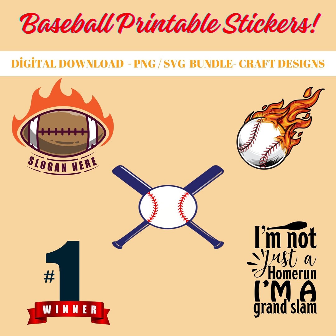 Baseball Card Ball Sport SVG PNG JPG Digital Download Stickers - Etsy