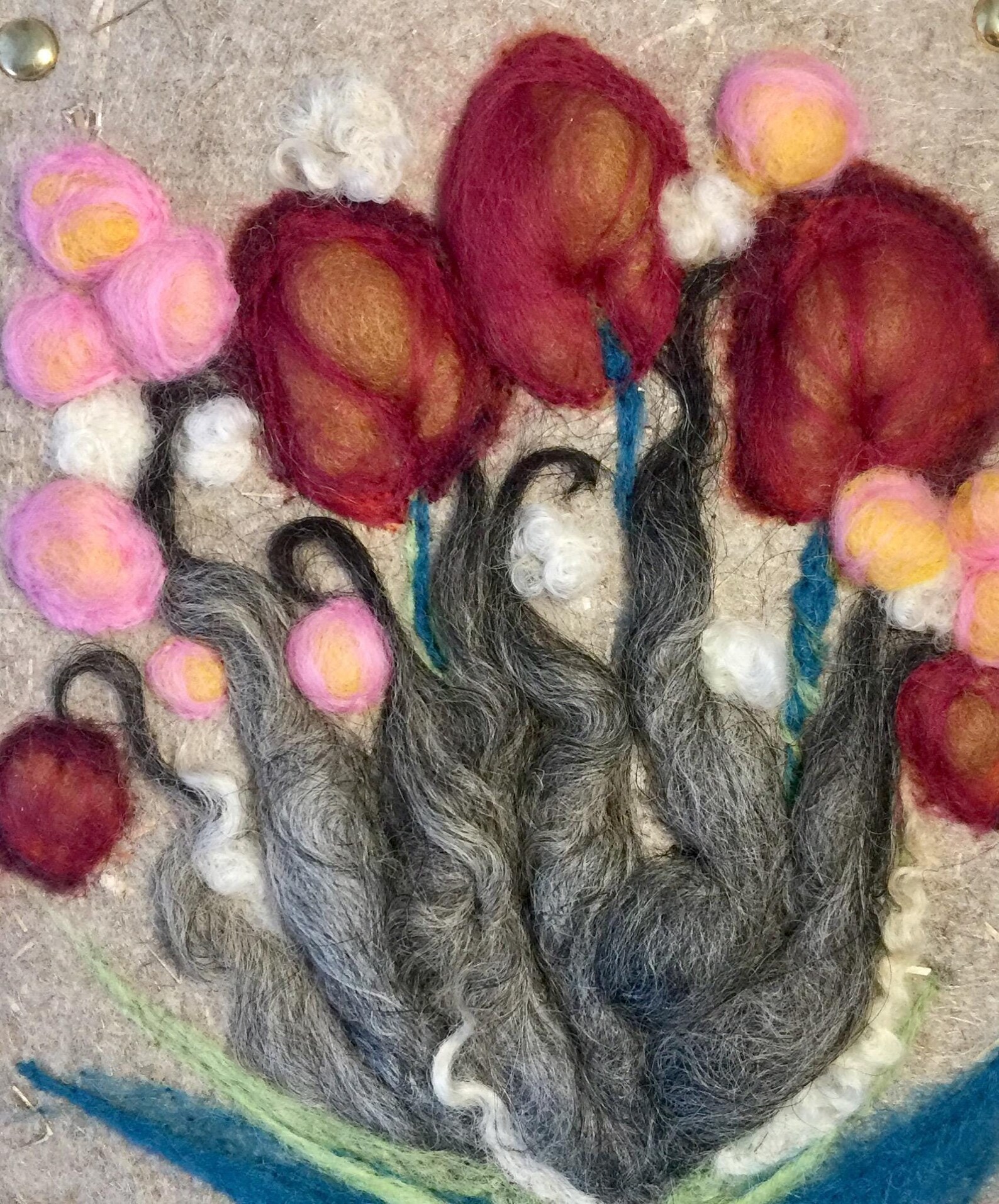 Felt Flower Card, Colorful Handmade Needle Felt Piece of Unique ...