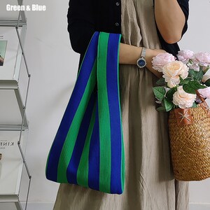 Women Hand-woven Stylish Stripe Bag Handmade Crochet Casual - Etsy