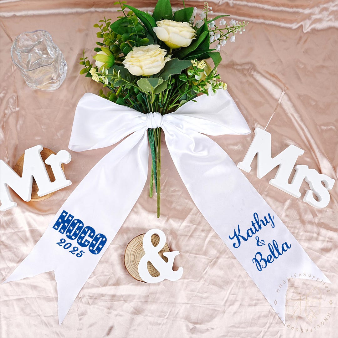 HOCO Bouquet Ribbon, Personalized Homecoming Sash, Wedding Bridal ...